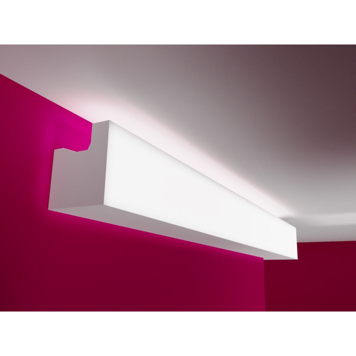 Cornisa pentru lumini LED Elhare LS12A, Polistiren, 60x50x2000mm, Alb ...