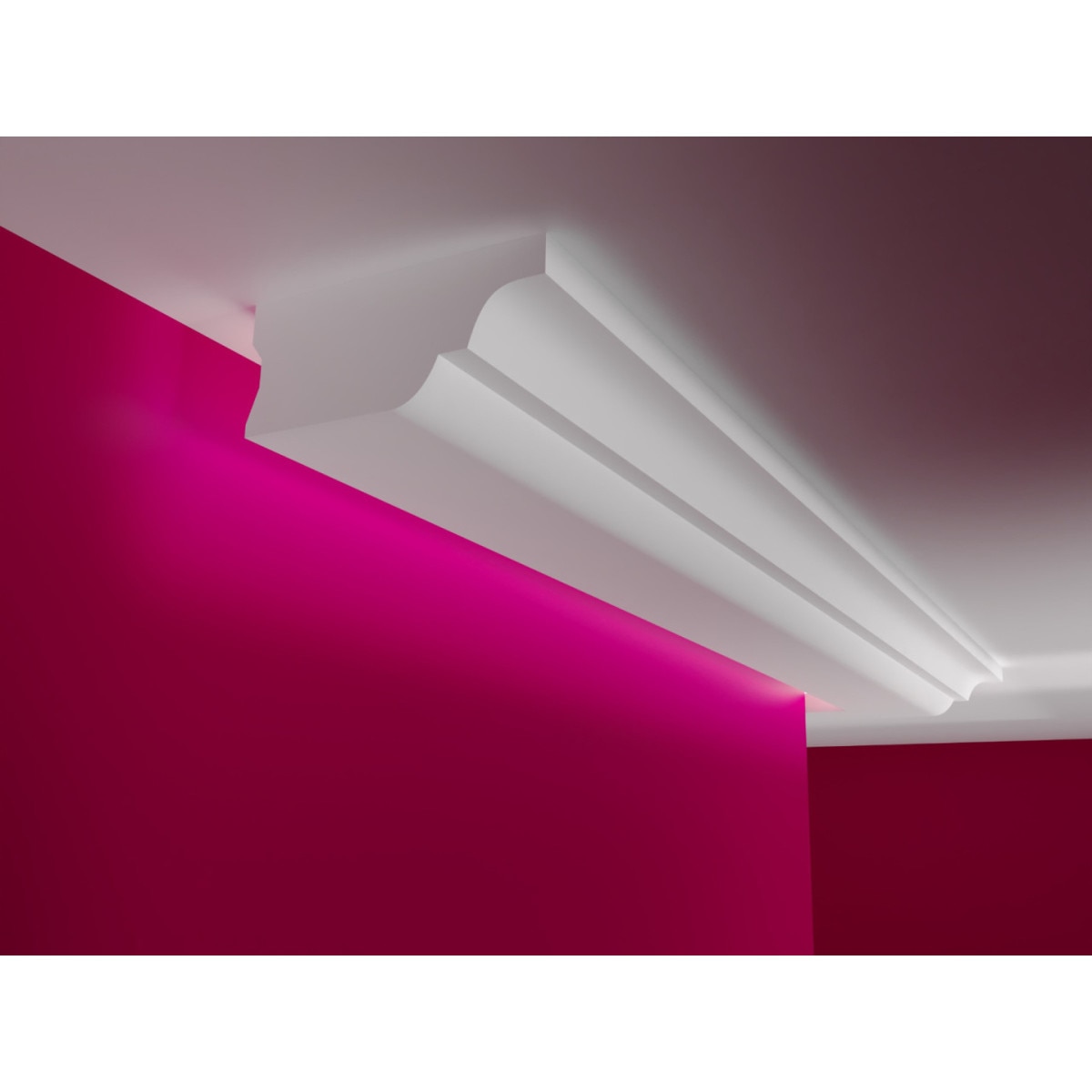 Cornisa pentru lumini LED Elhare LS36B, Polistiren, 50x120x2000mm, Alb ...