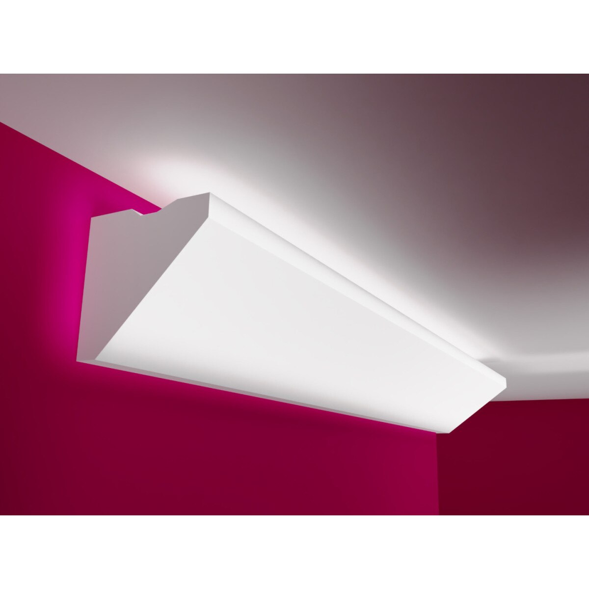 Cornisa pentru lumini LED Elhare LS8C, Polistiren, 100x100x2000mm, Alb ...