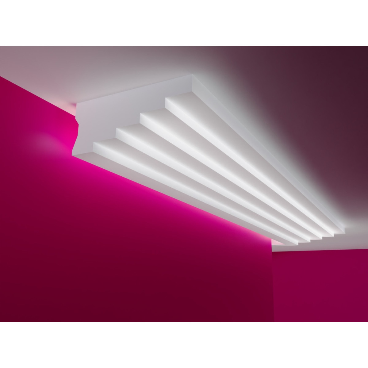 Cornisa pentru lumini LED Elhare LS40B, Polistiren, 50x120x2000mm, Alb ...