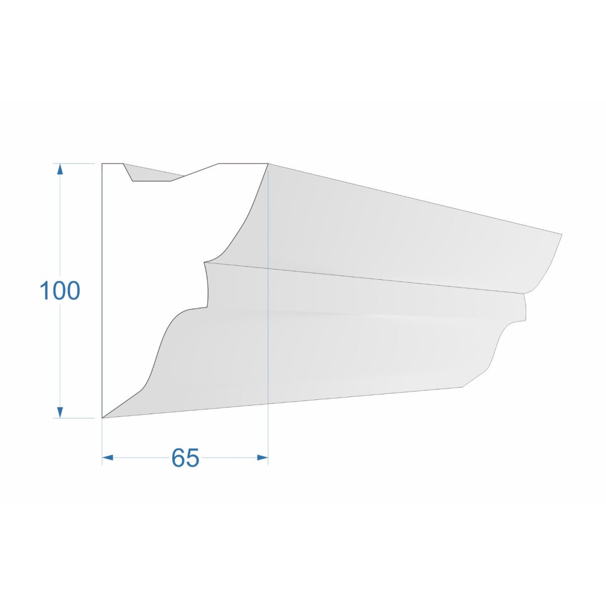 Cornisa pentru lumini LED Elhare LS16C, Polistiren, 100x65x2000mm, Alb ...