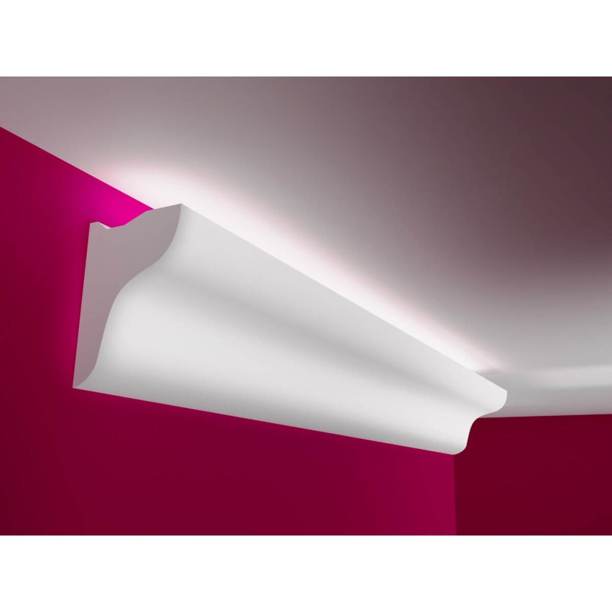 Cornisa pentru lumini LED Elhare LS18A, Polistiren, 70x45x2000mm, Alb ...