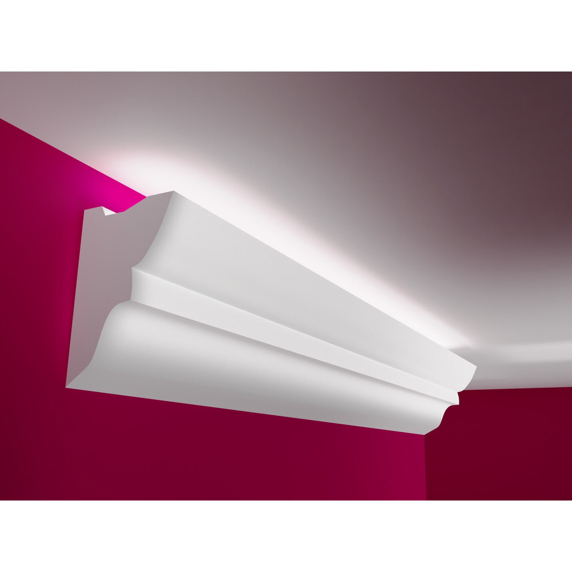 Cornisa pentru lumini LED ELHARE LS16A, Polistiren, Alb, 70x45x2000mm ...