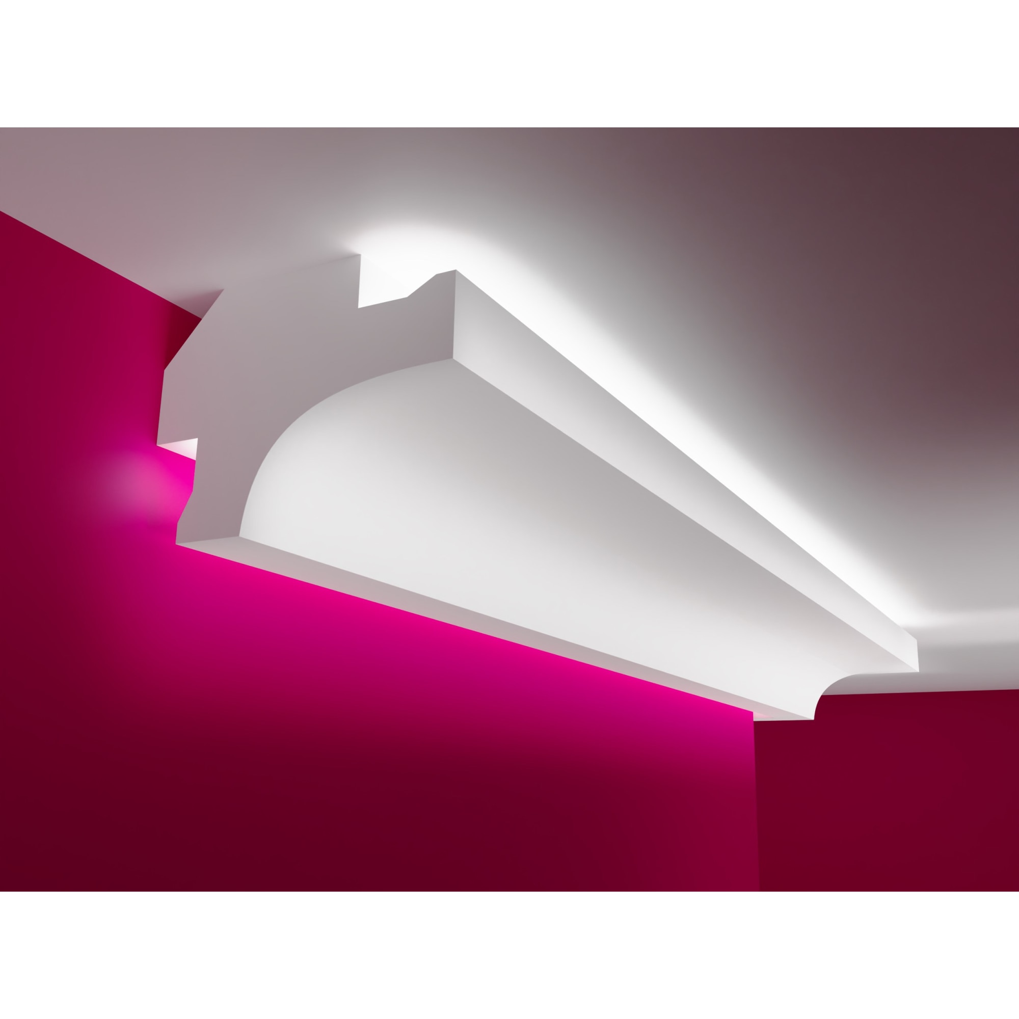 Cornisa pentru lumini LED, Elhare, Polistiren, 75 x 100 x 2000 mm, Alb ...