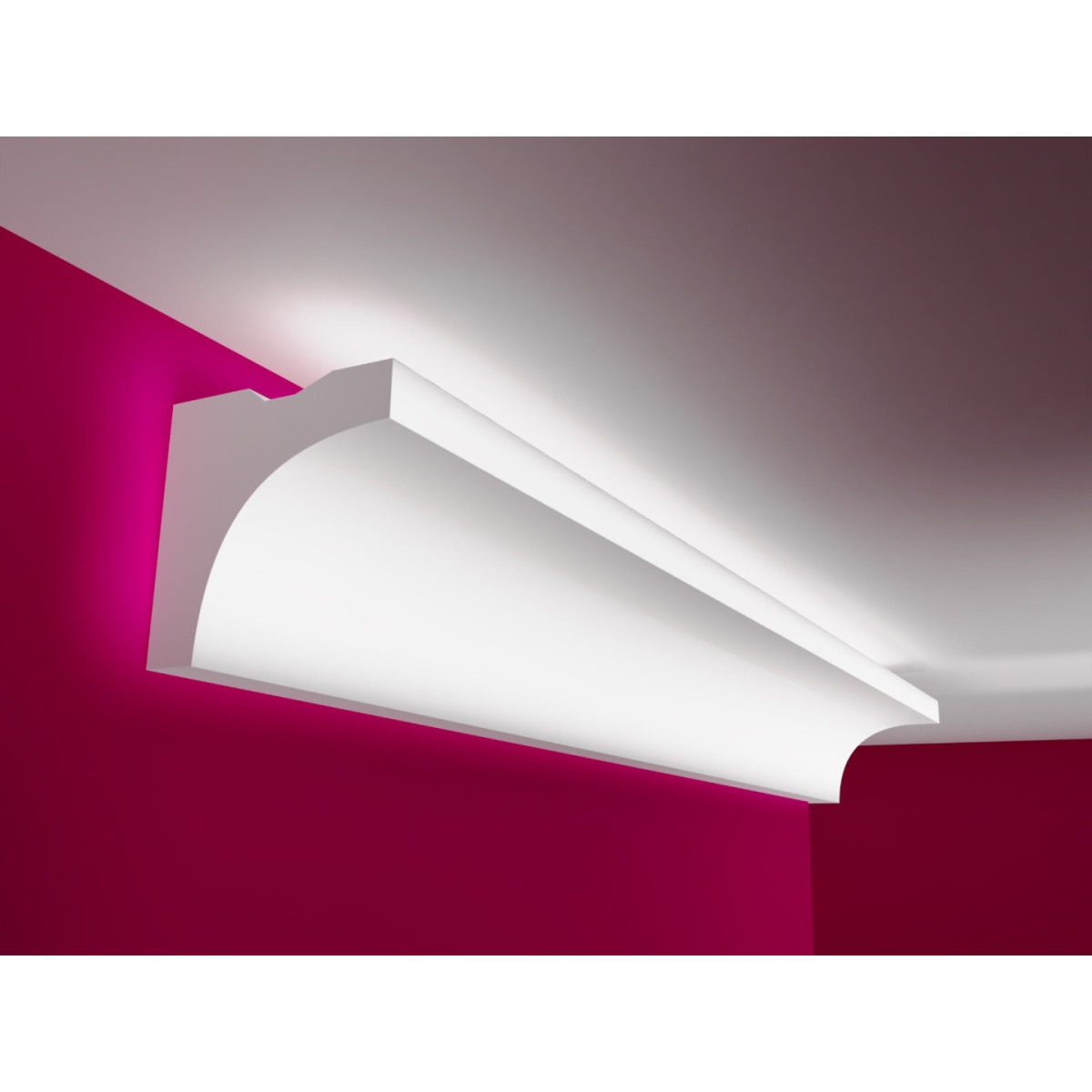 Cornisa pentru lumini LED ELHARE LS9B, Polistiren, Alb, 80x80x2000mm ...