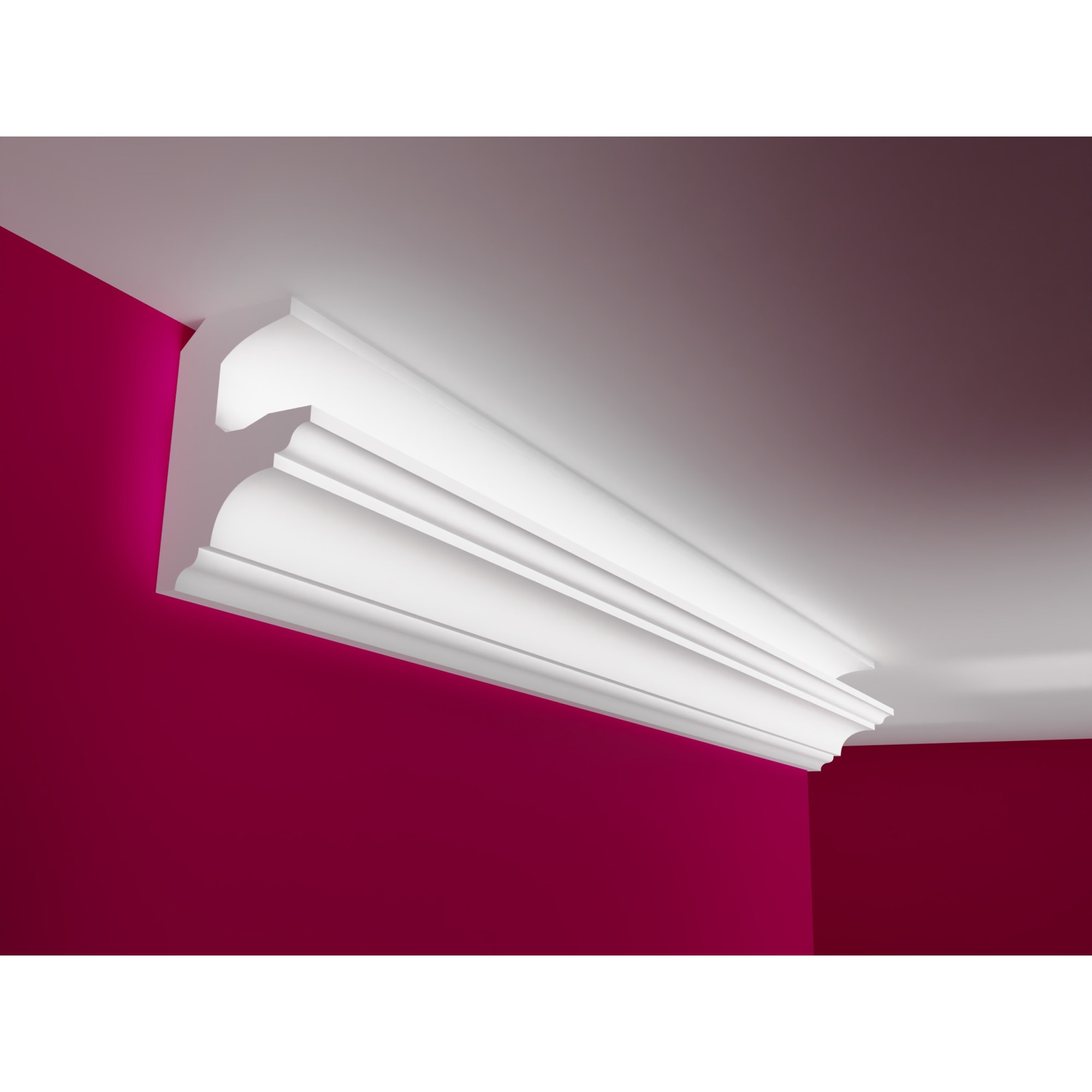 Cornisa pentru lumini LED ELHARE LS24B, Polistiren, Alb, 130x80x2000mm ...