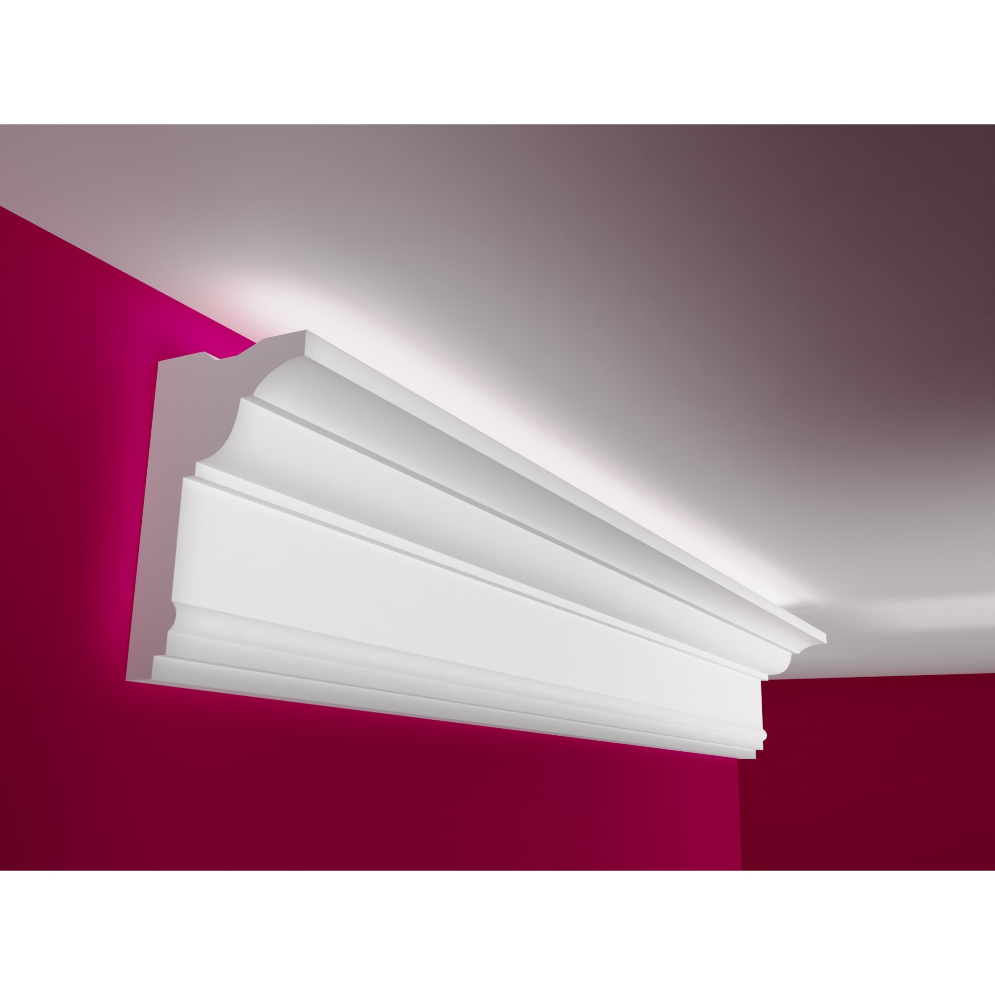 Cornisa pentru lumini LED ELHARE LS23A, Polistiren, Alb, 100x60x2000mm ...