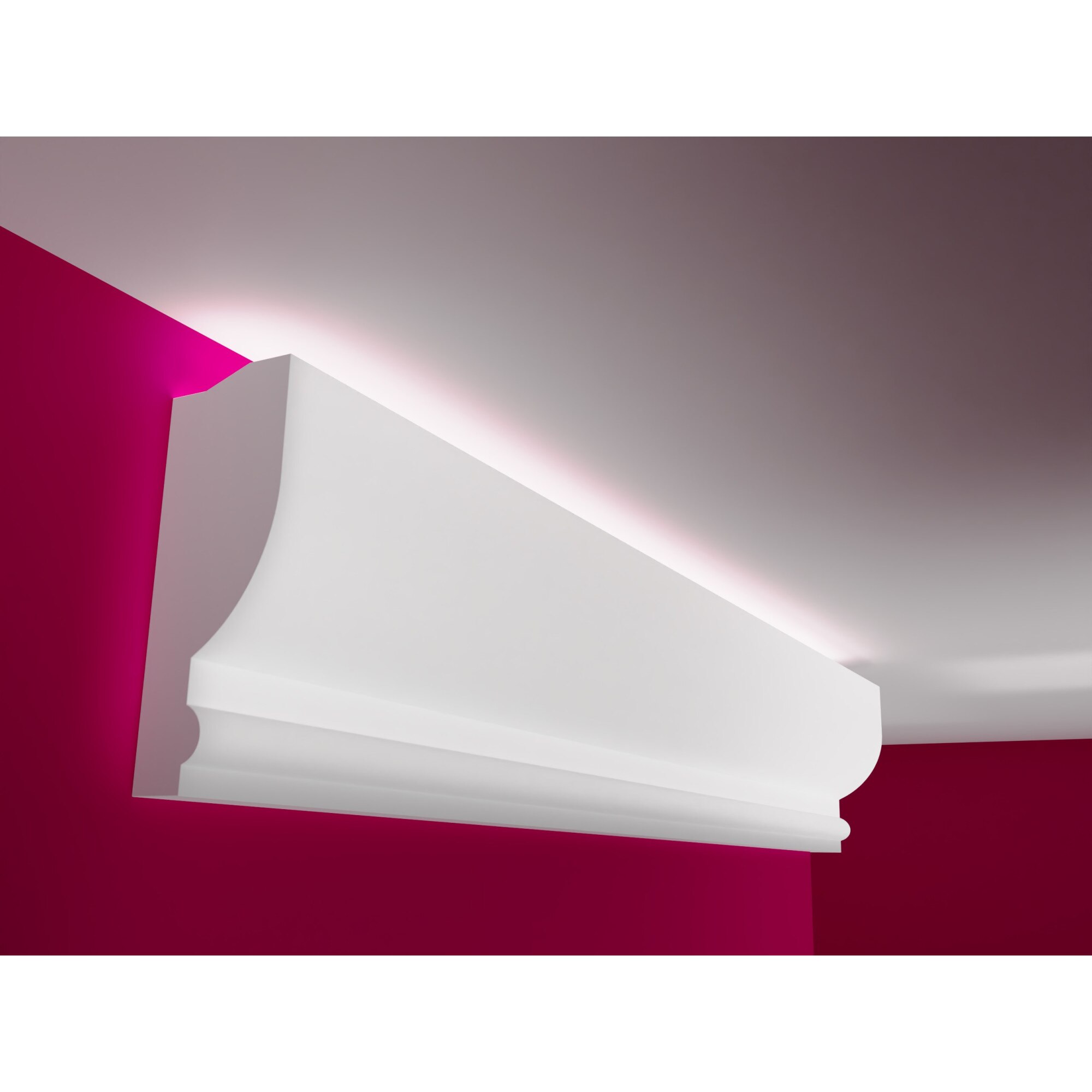 Cornisa pentru lumini LED ELHARE LS19A, Polistiren, Alb, 80x30x2000mm ...