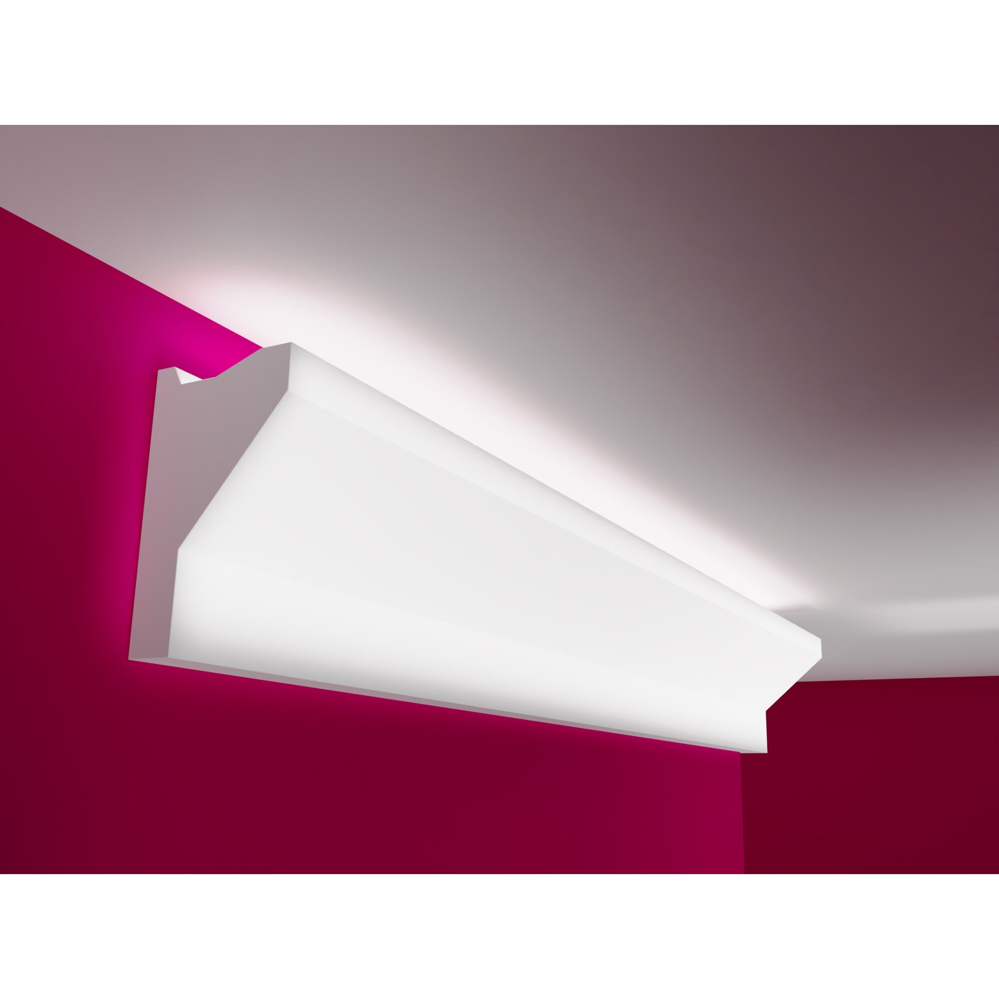 Cornisa pentru lumini LED ELHARE LS10B, Polistiren, Alb, 70x40x2000mm ...