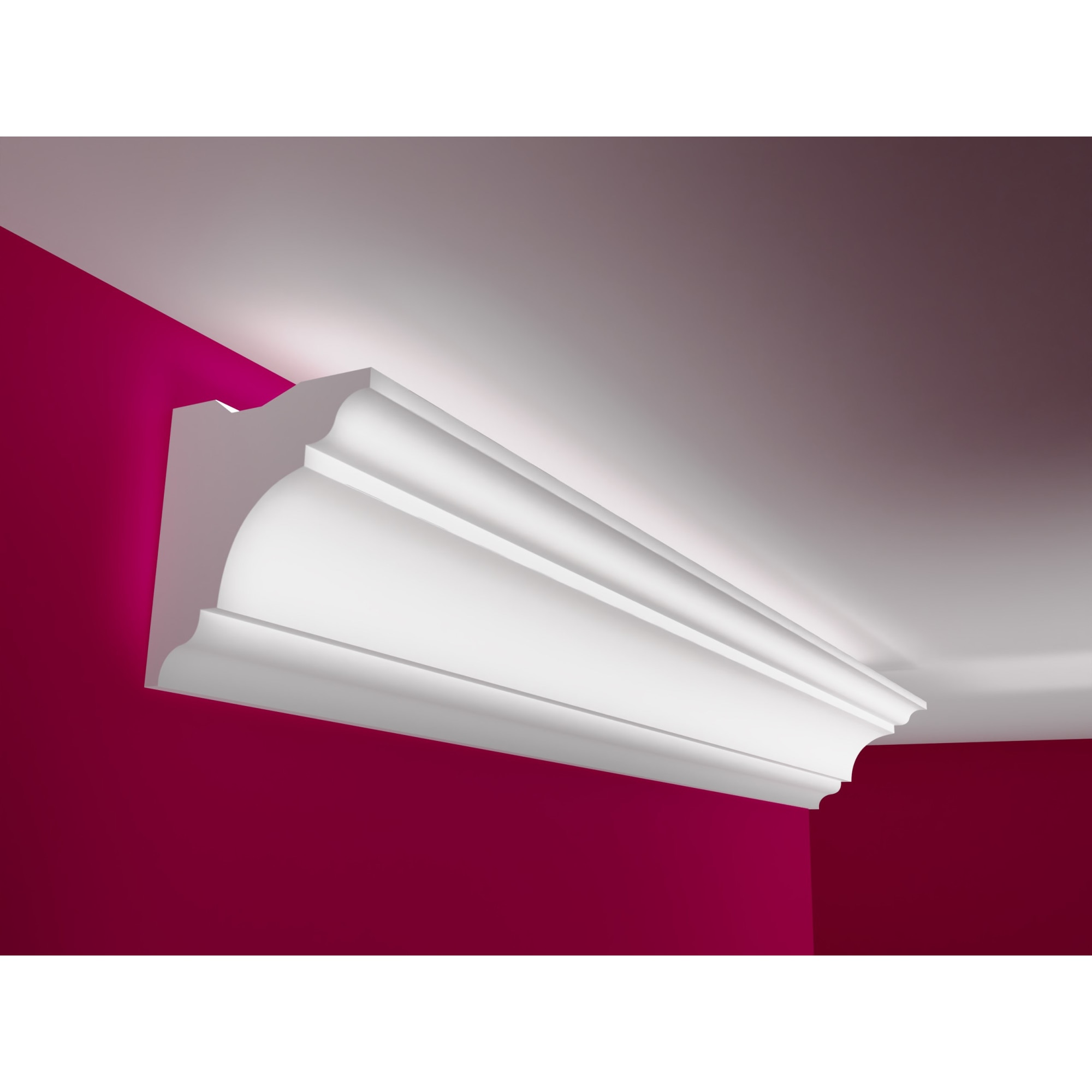 Cornisa pentru lumini LED ELHARE LS14A, Polistiren, Alb, 70x35x2000mm ...