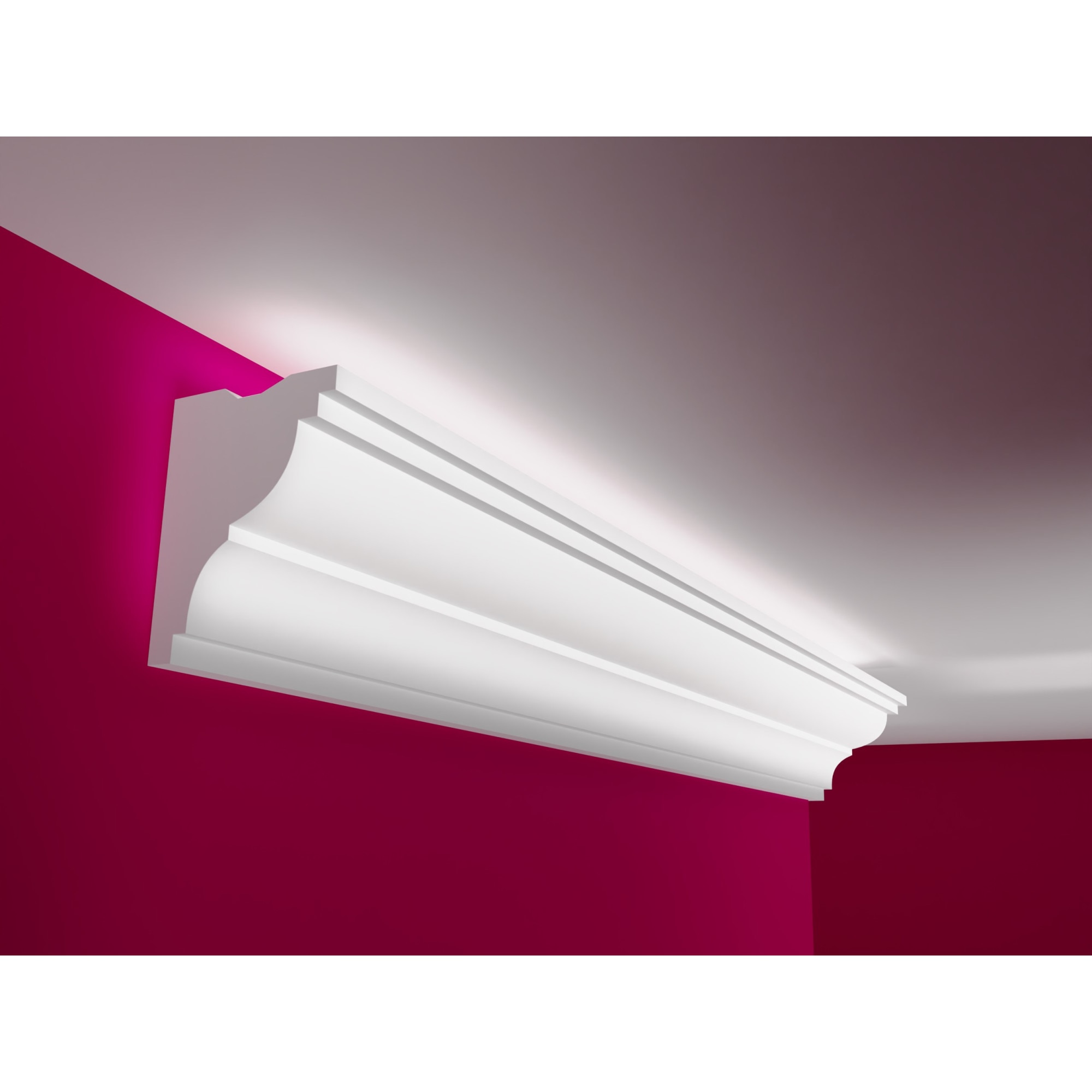 Cornisa pentru lumini LED ELHARE LS20A, Polistiren, Alb, 80x60x2000mm ...