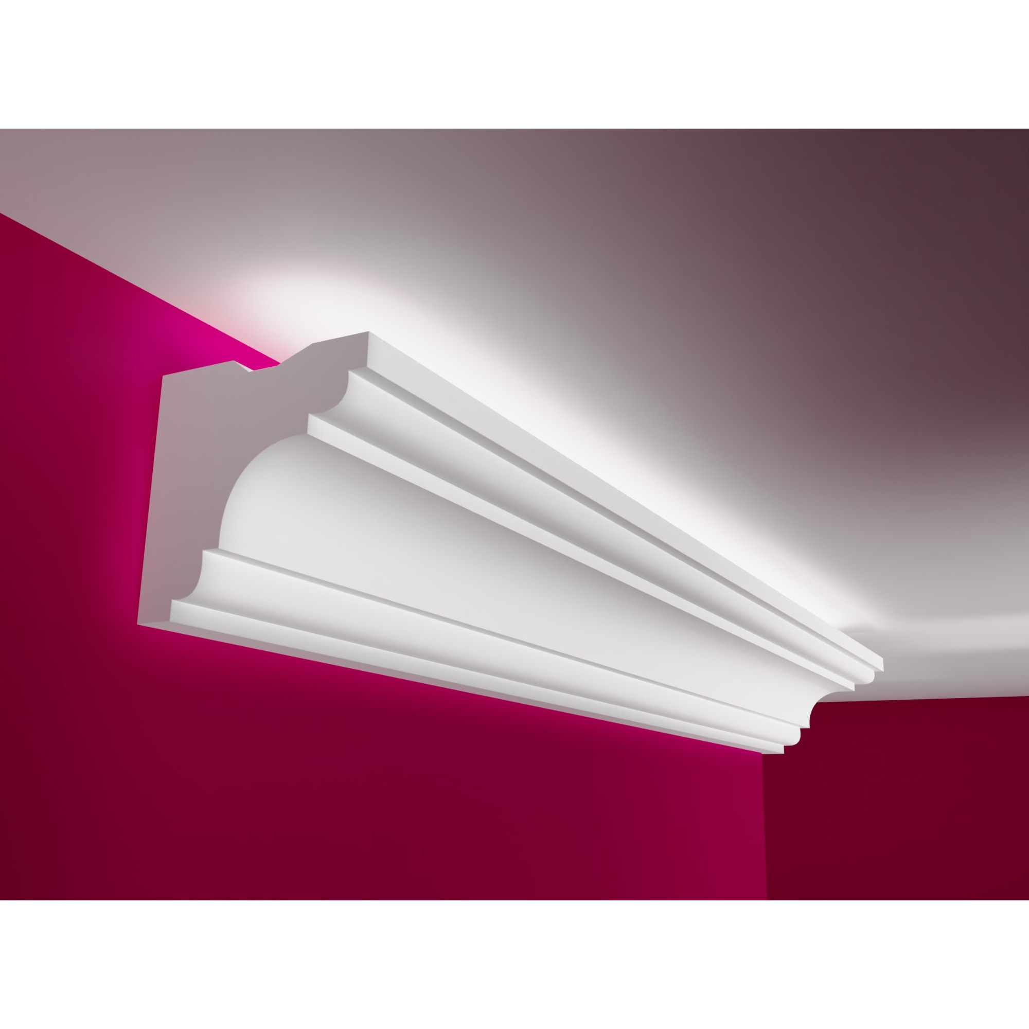 Cornisa pentru lumini LED ELHARE LS22C, Polistiren, Alb, 100x100x2000mm ...