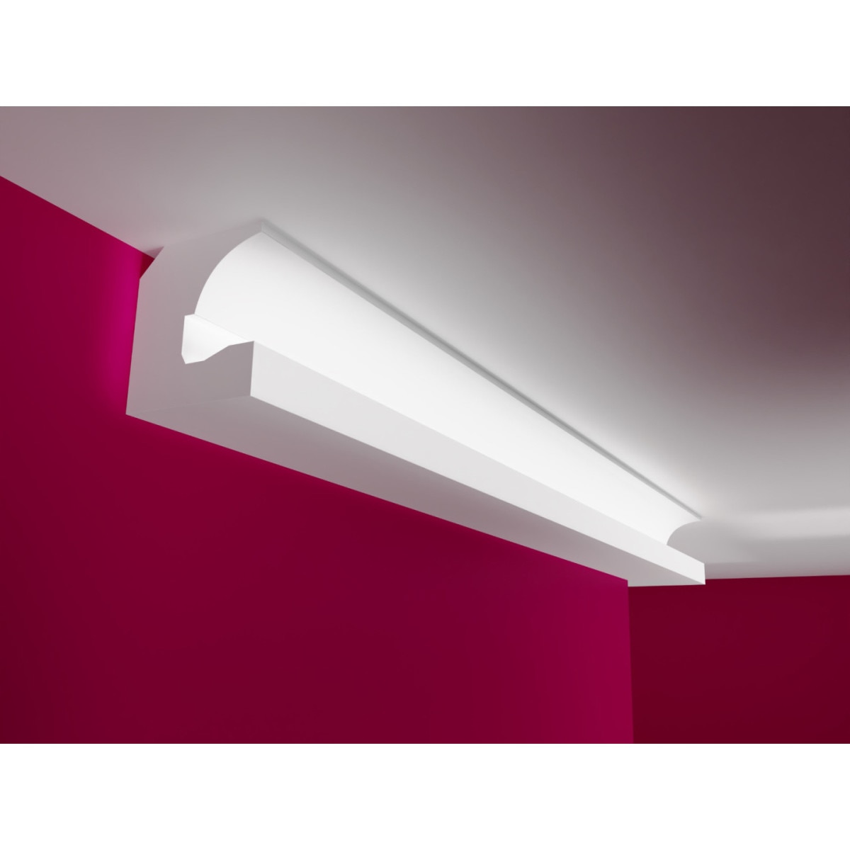 Cornisa pentru lumini LED Elhare LS32B, Polistiren, 80x70x2000mm, Alb ...