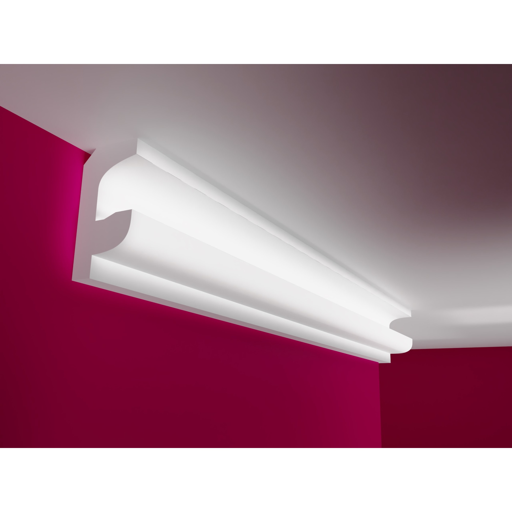 Cornisa pentru lumini LED ELHARE LS26A, Polistiren, Alb, 100x50x2000mm ...