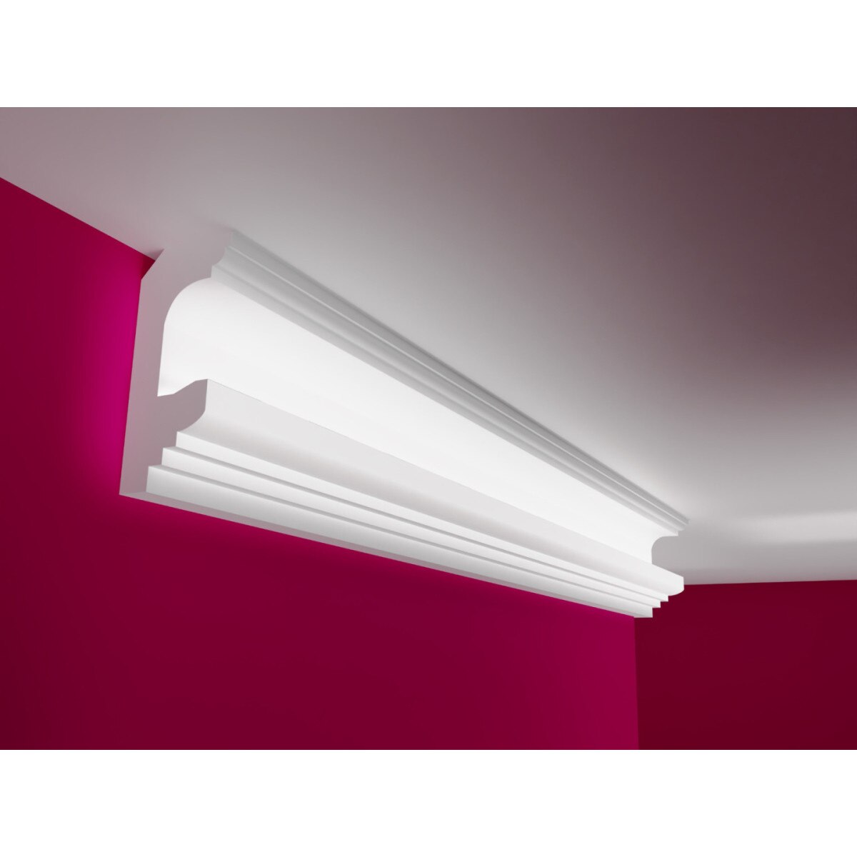 Cornisa pentru lumini LED Elhare LS29B, Polistiren, 130x60x2000mm, Alb ...