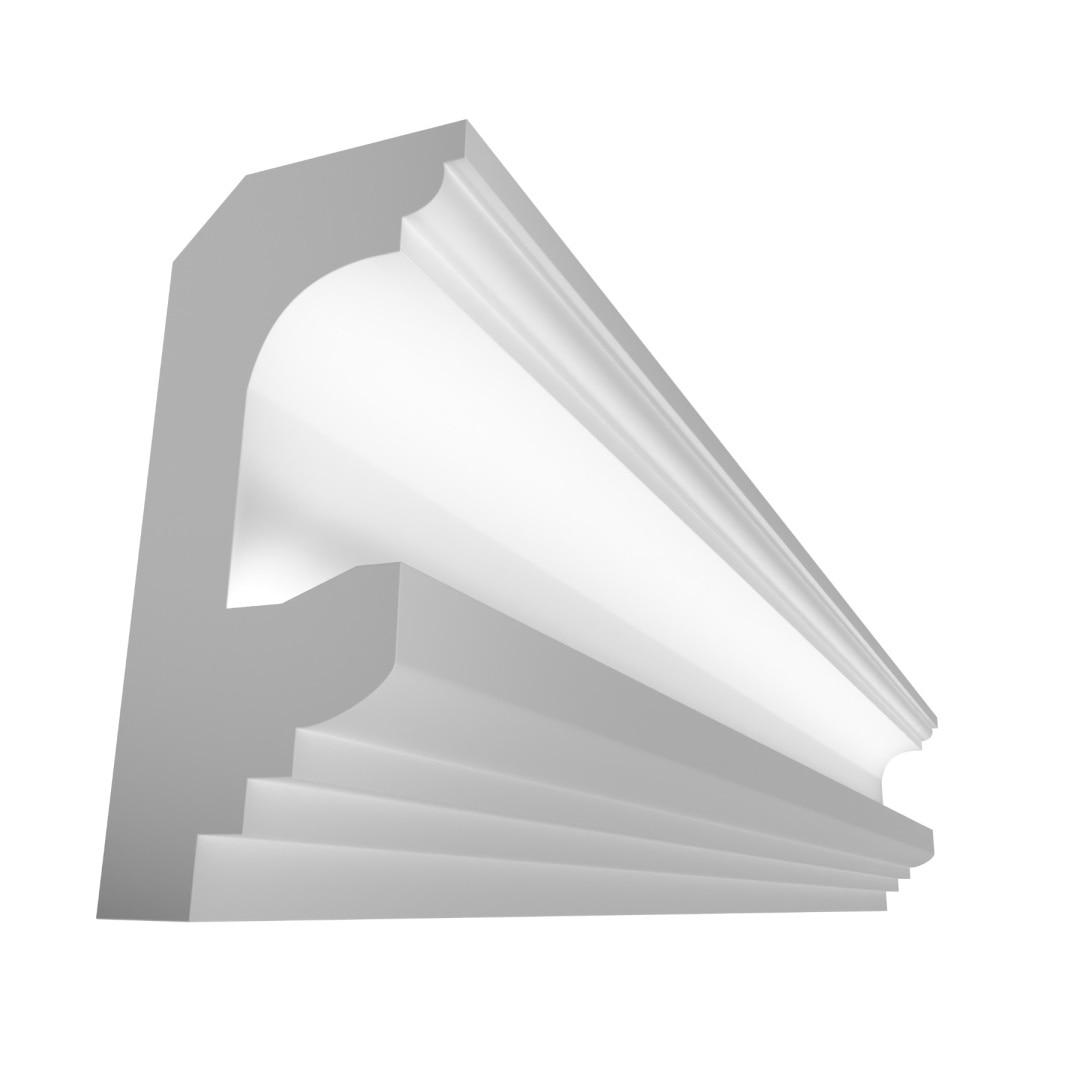 Cornisa pentru lumini LED Elhare LS29B, Polistiren, 130x60x2000mm, Alb ...