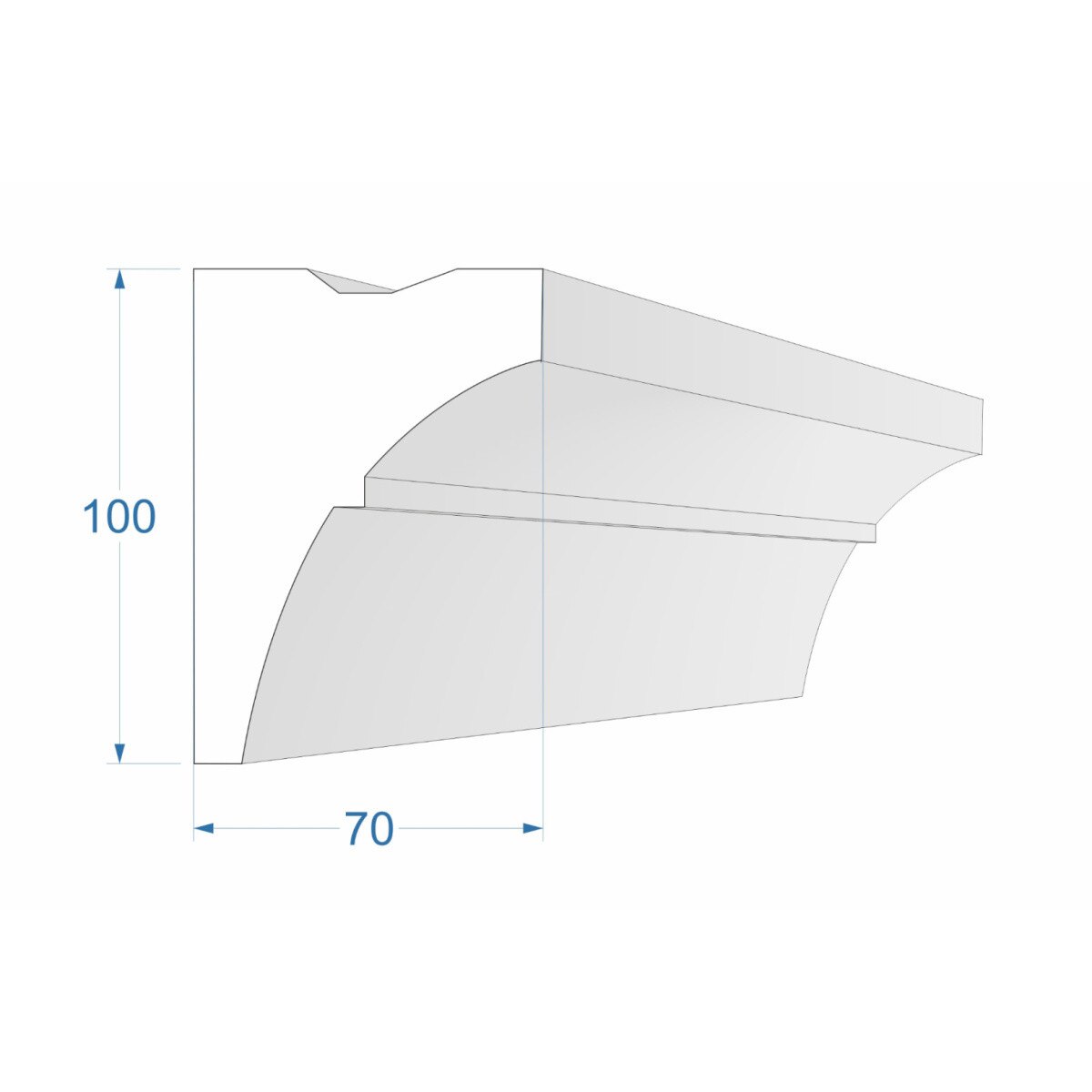 Cornisa pentru lumini LED Elhare LS35B, Polistiren, 100x70x2000mm, Alb ...