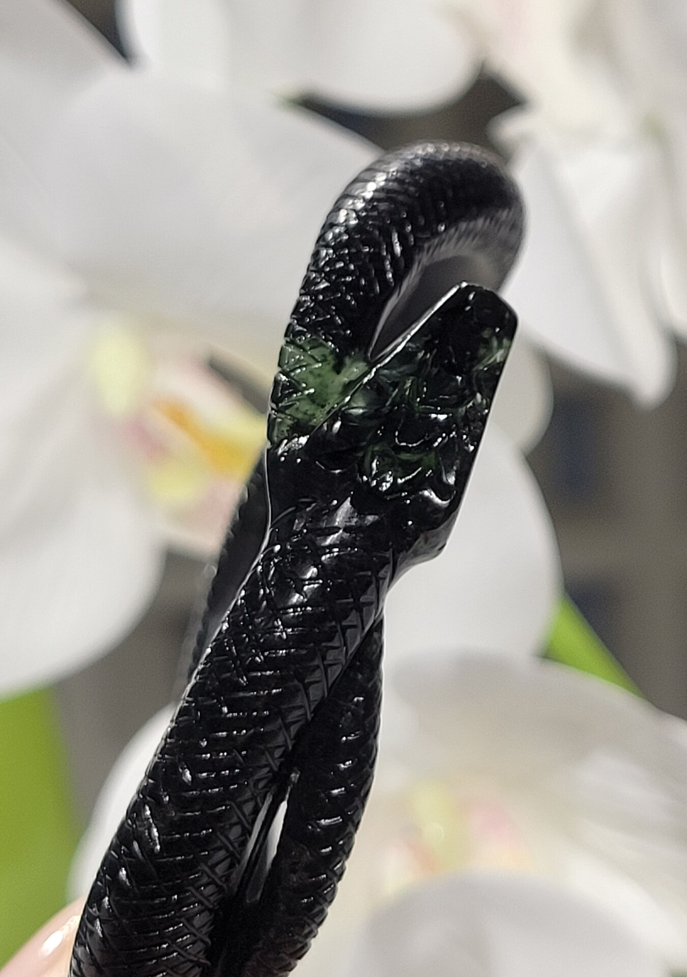 Bratara Sarpe Jad, Handmade, Diametrul interior 57.8 mm, Negru - eMAG.ro