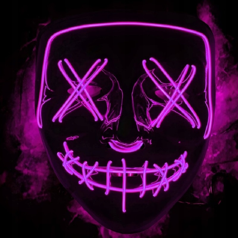 Маска Purge Horror с LED, Gonga® Pink - eMAG.bg
