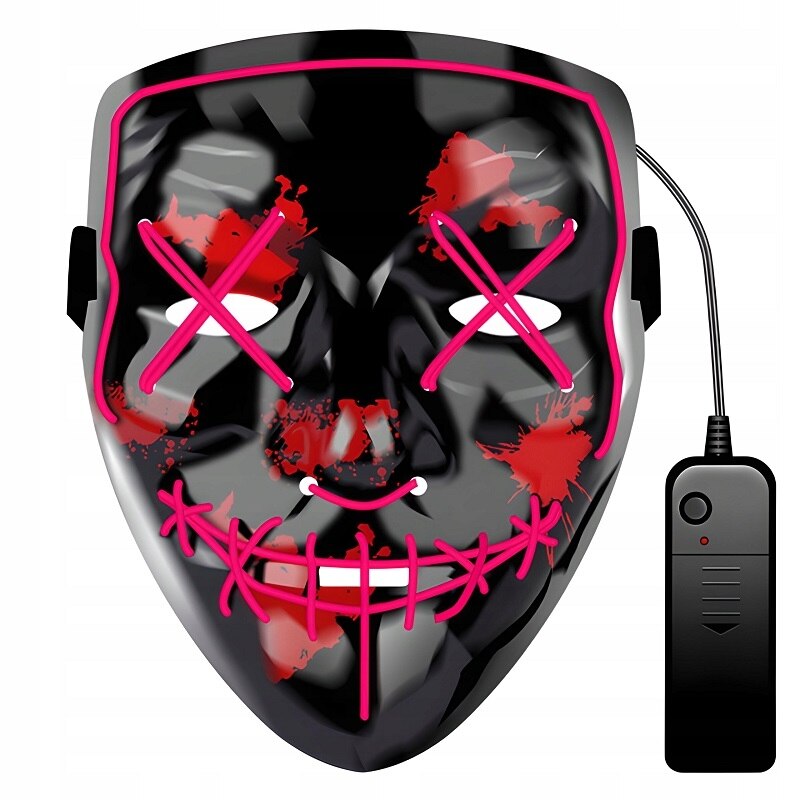 Маска Purge Horror с LED, Gonga® Pink - eMAG.bg