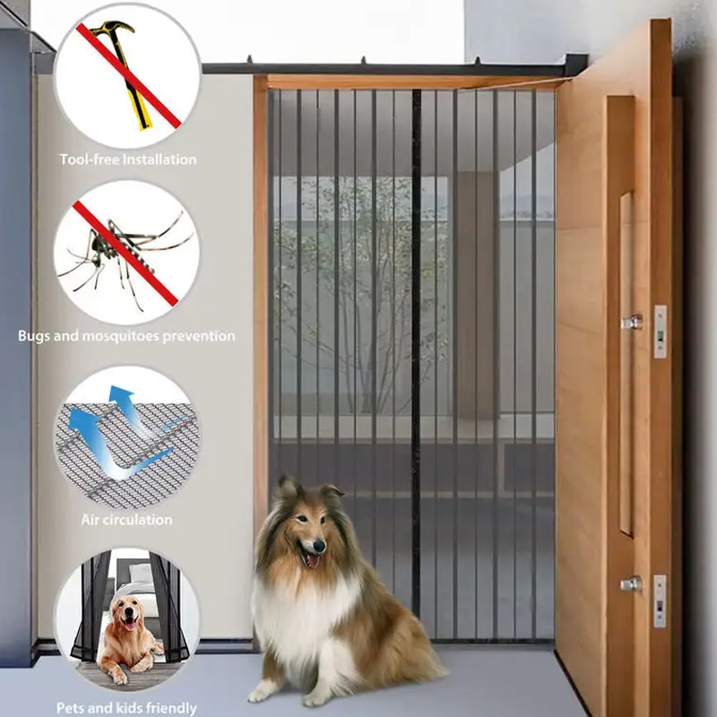 Plasa de tantari pentru usa cu magnet, universal, negru - eMAG.ro