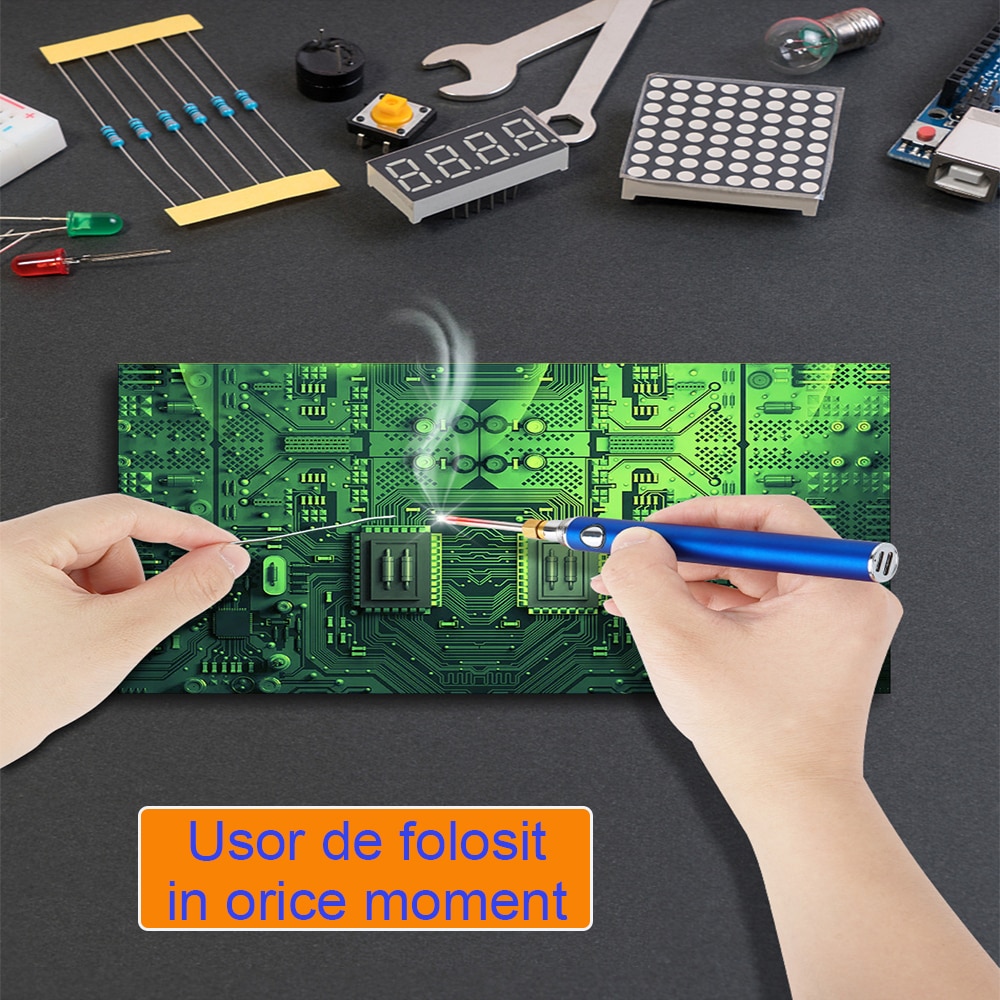 Letcon de lipit, portabil cu incarcare USB, pistol de lipit wireless ...