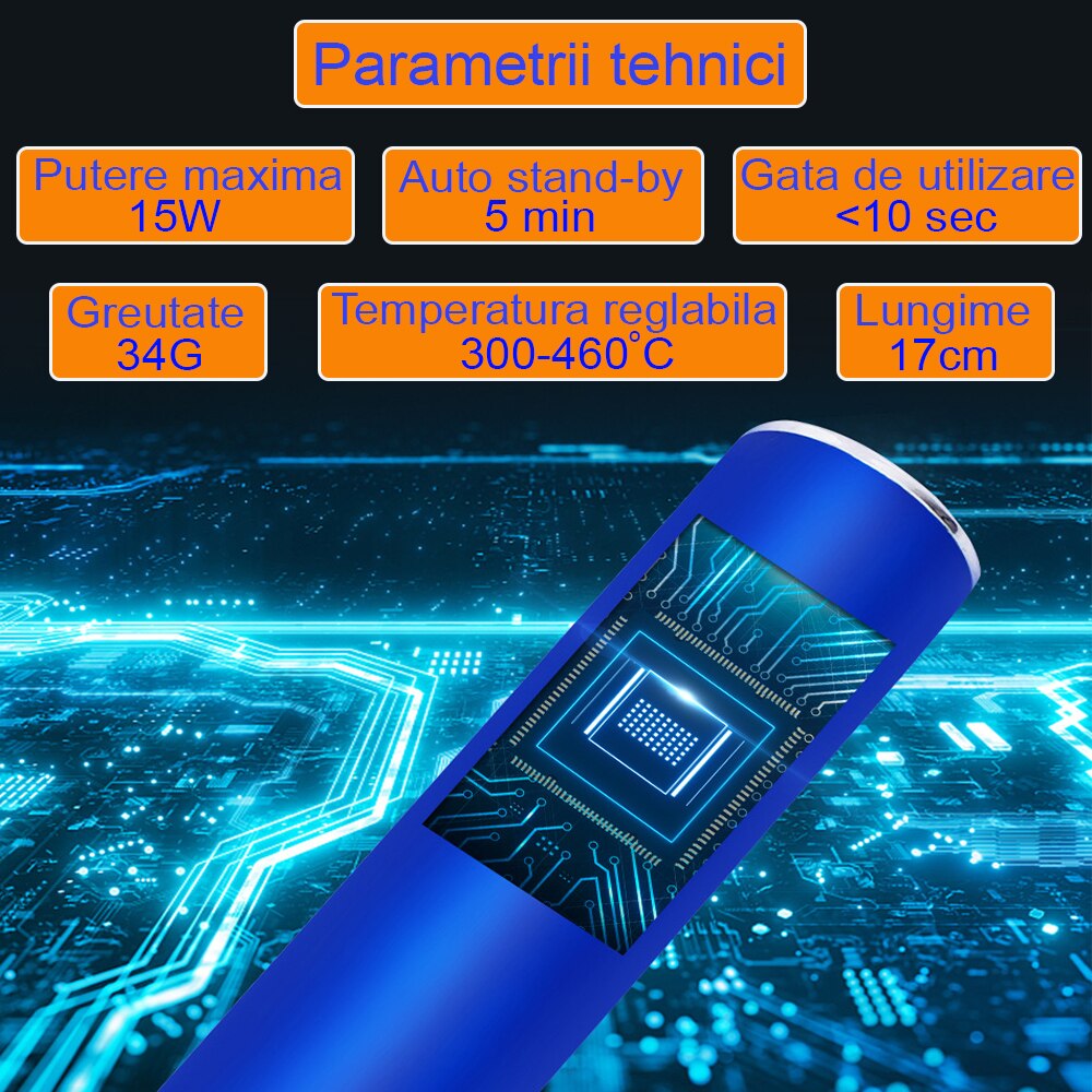 Letcon de lipit, portabil cu incarcare USB, pistol de lipit wireless ...
