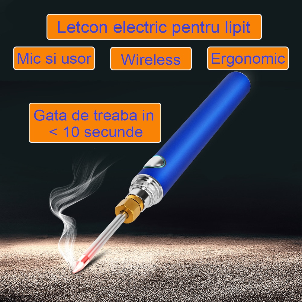 Letcon de lipit, portabil cu incarcare USB, pistol de lipit wireless ...