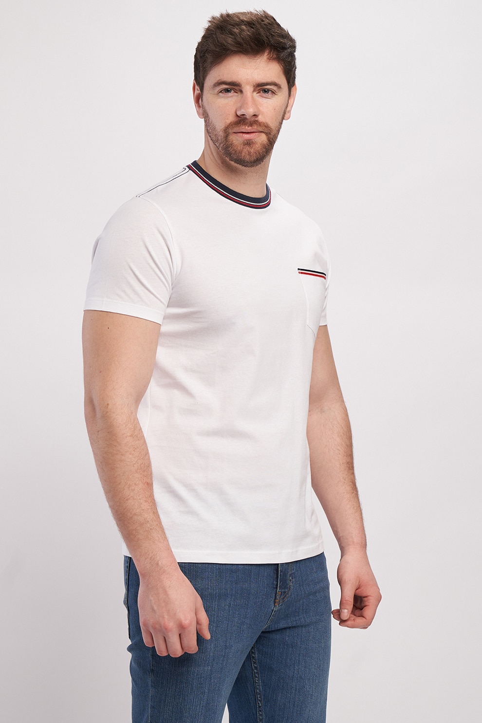Lee Cooper, Tricou de bumbac cu decolteu la baza gatului si buzunar pe ...