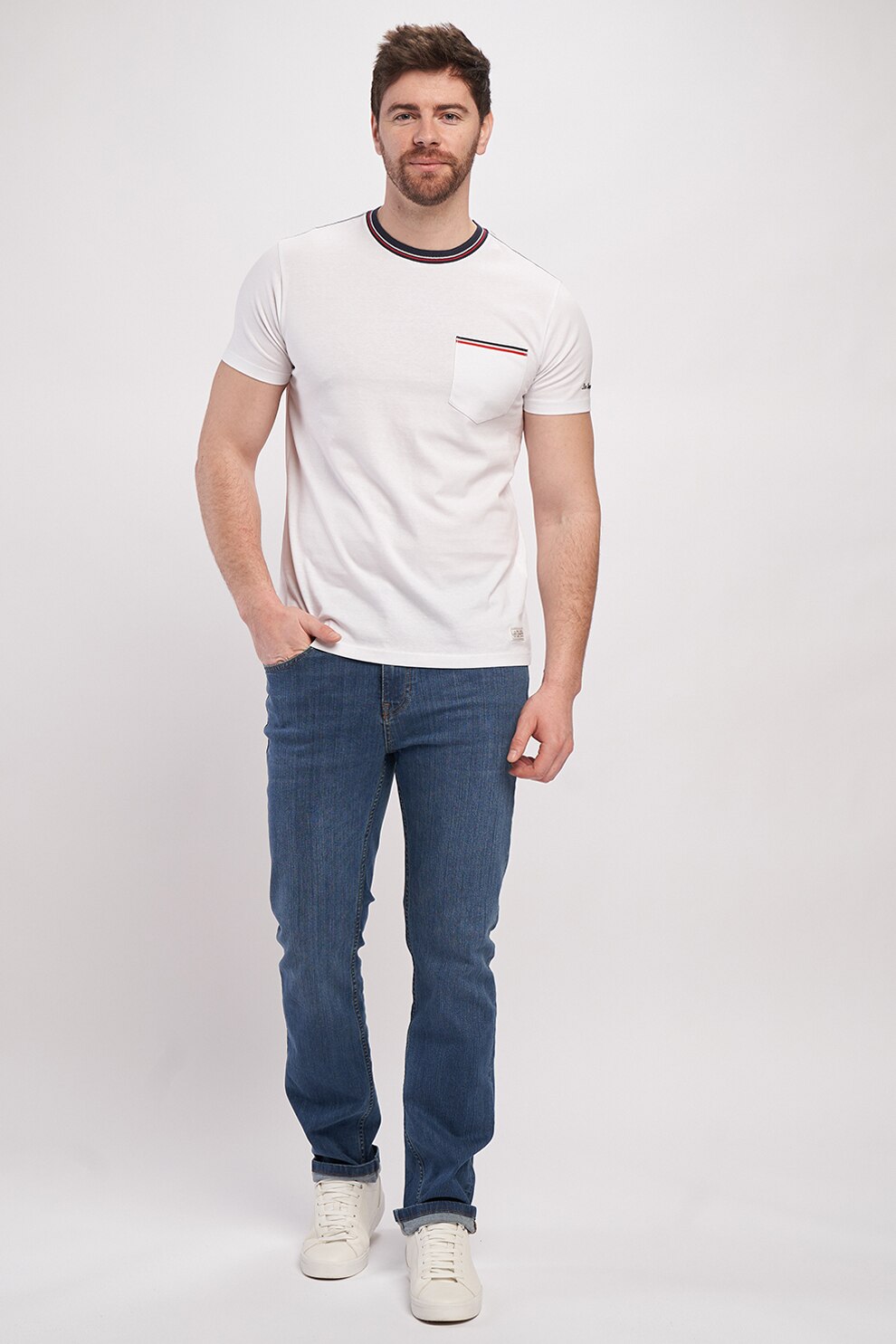 Lee Cooper, Tricou de bumbac cu decolteu la baza gatului si buzunar pe ...