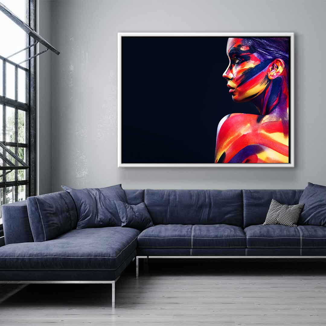 Tablou canvas Portret cu machiaj colorat 9527, panza 360g pe sasiu lemn ...