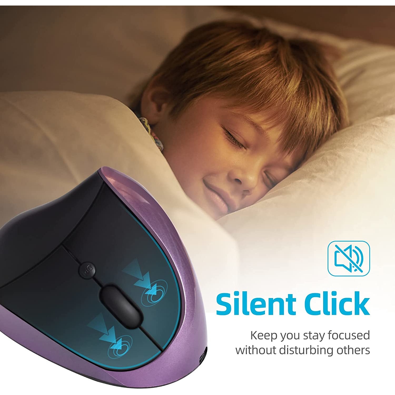 Mouse vertical, Wireless, Forma ergonimica, Violet/Negru - eMAG.ro