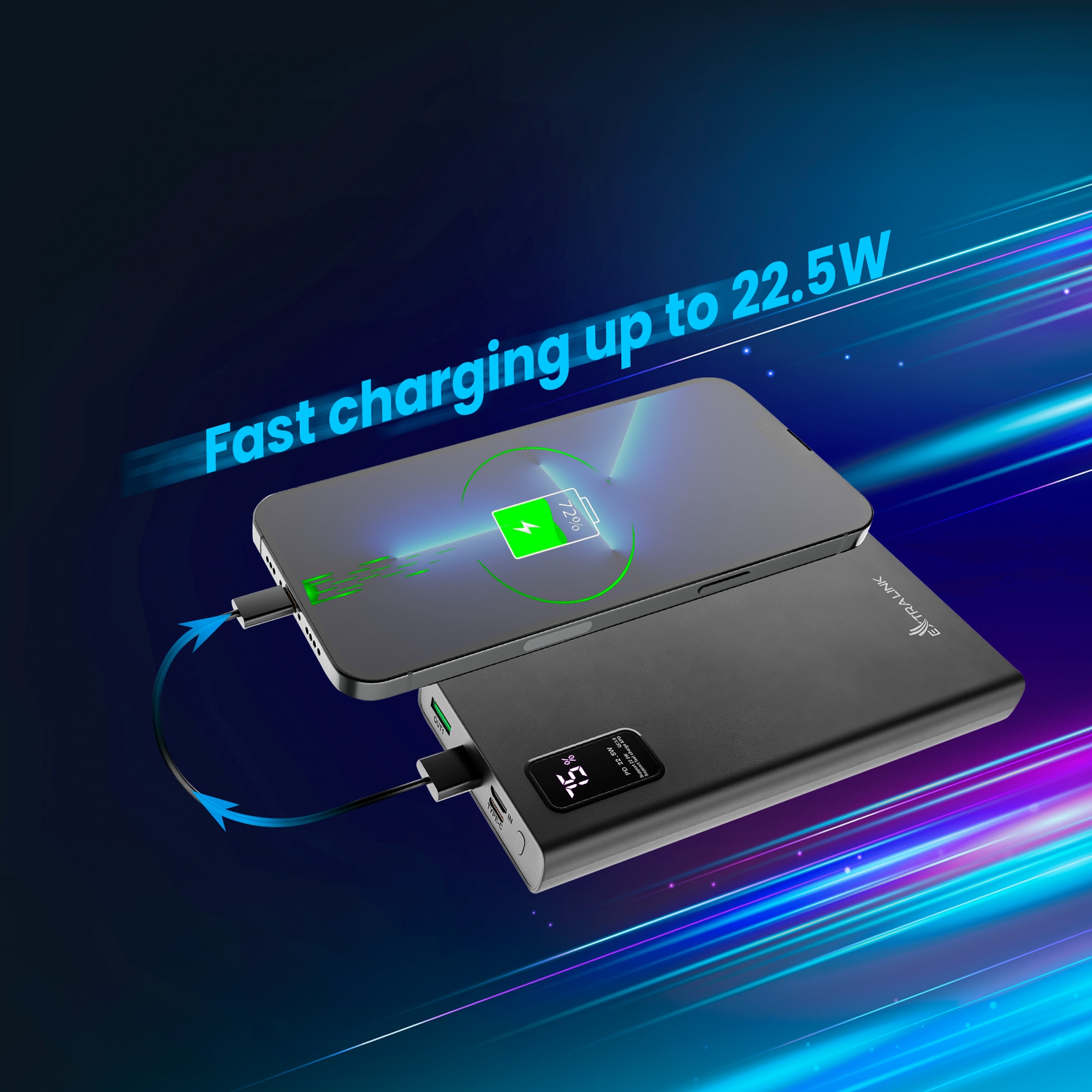 Acumulator portabil extern, Extralink EPB-067B, 10000mAh, 22.5W ...