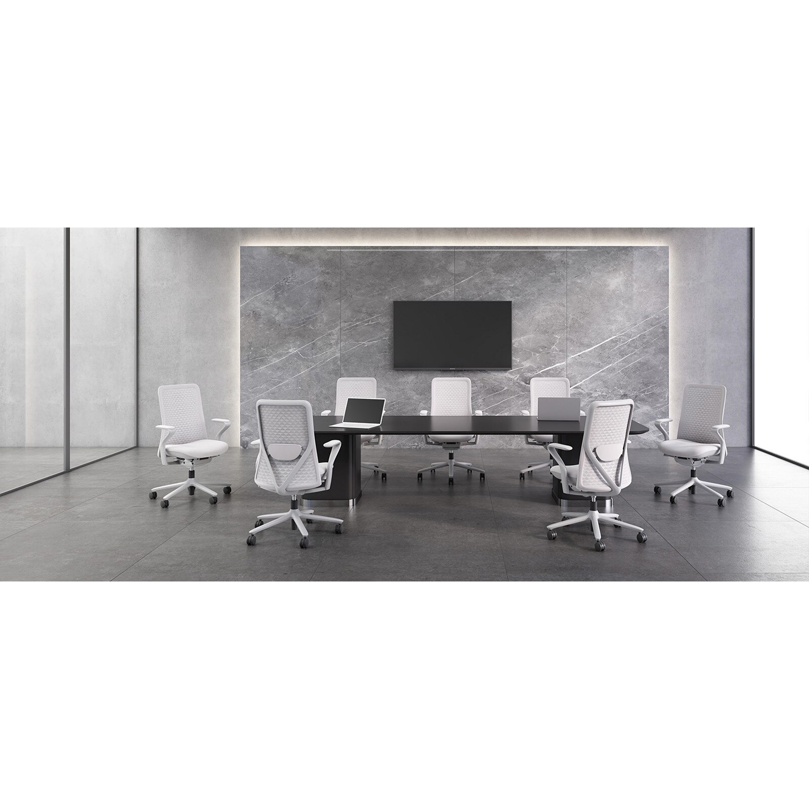 Scaun ergonomic QMOBILI POLY Alb, sezut stofa, spatar mesh textil 3D ...