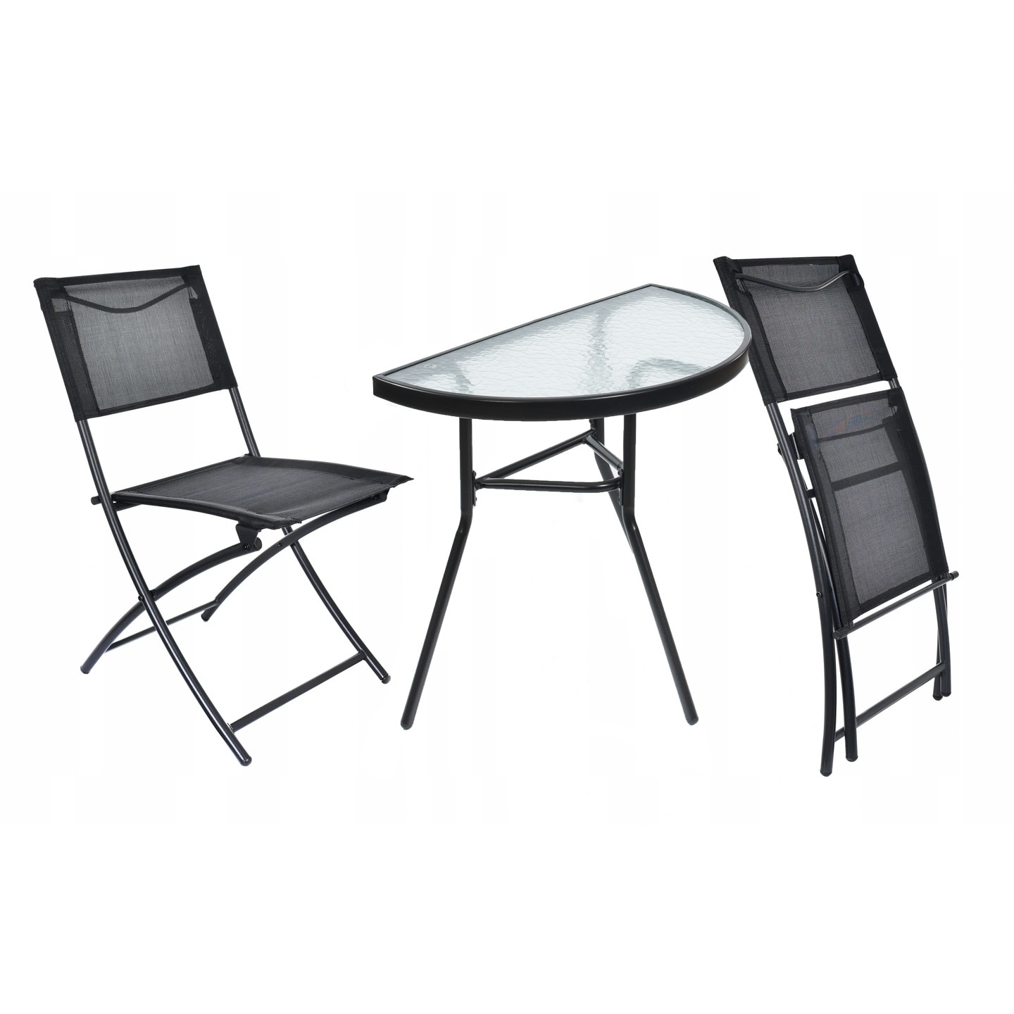 Set mobilier gradina sau balcon, masa semirotund sticla cu 2 scaune ...