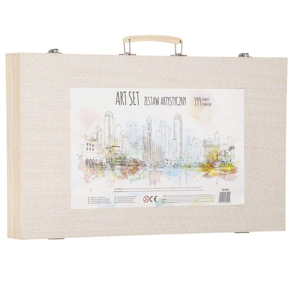 Set de pictura si desen pentru copii, 150 de piese, trusa lemn - eMAG.ro
