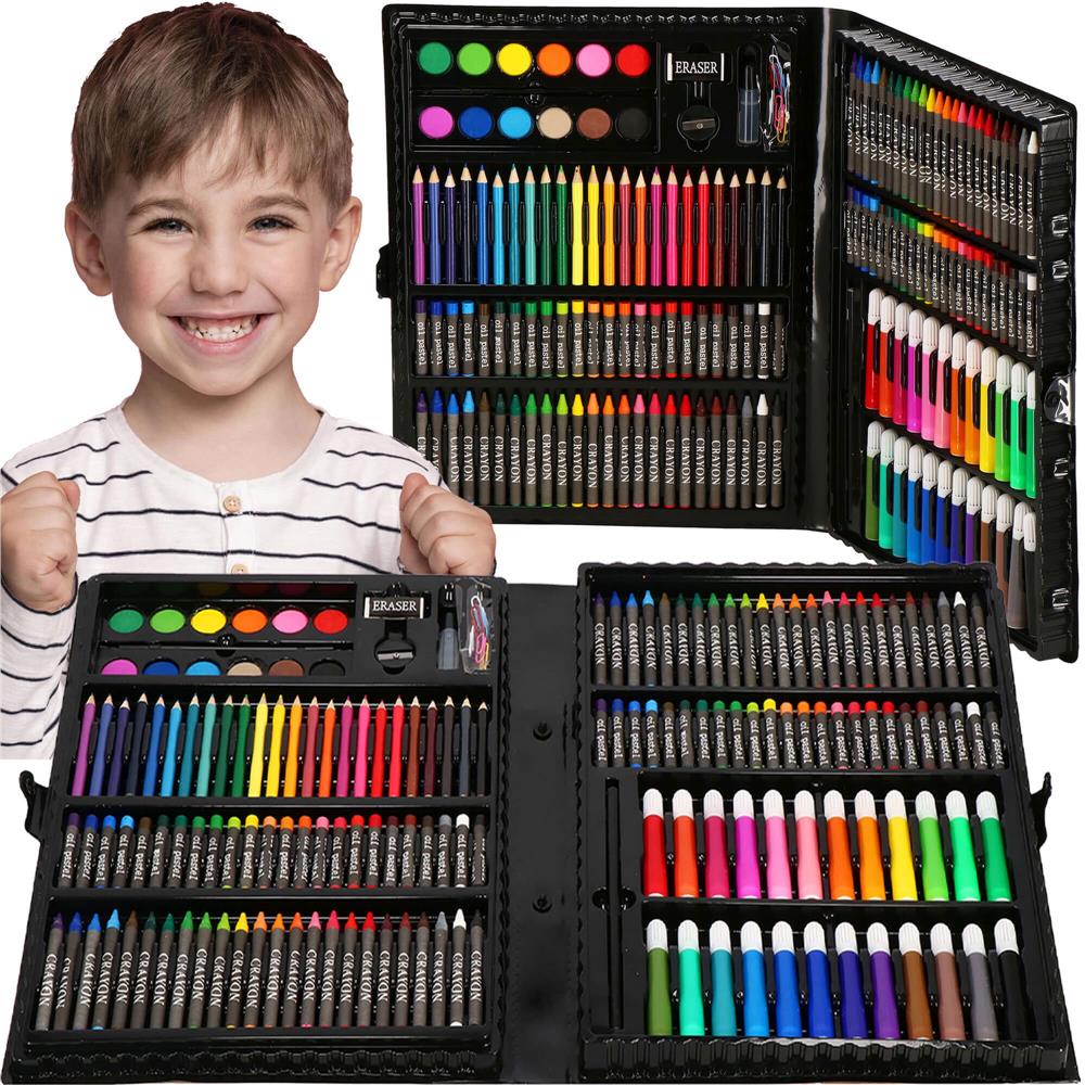 Set de pictura si desen pentru copii, 168 de piese, trusa plastic - eMAG.ro