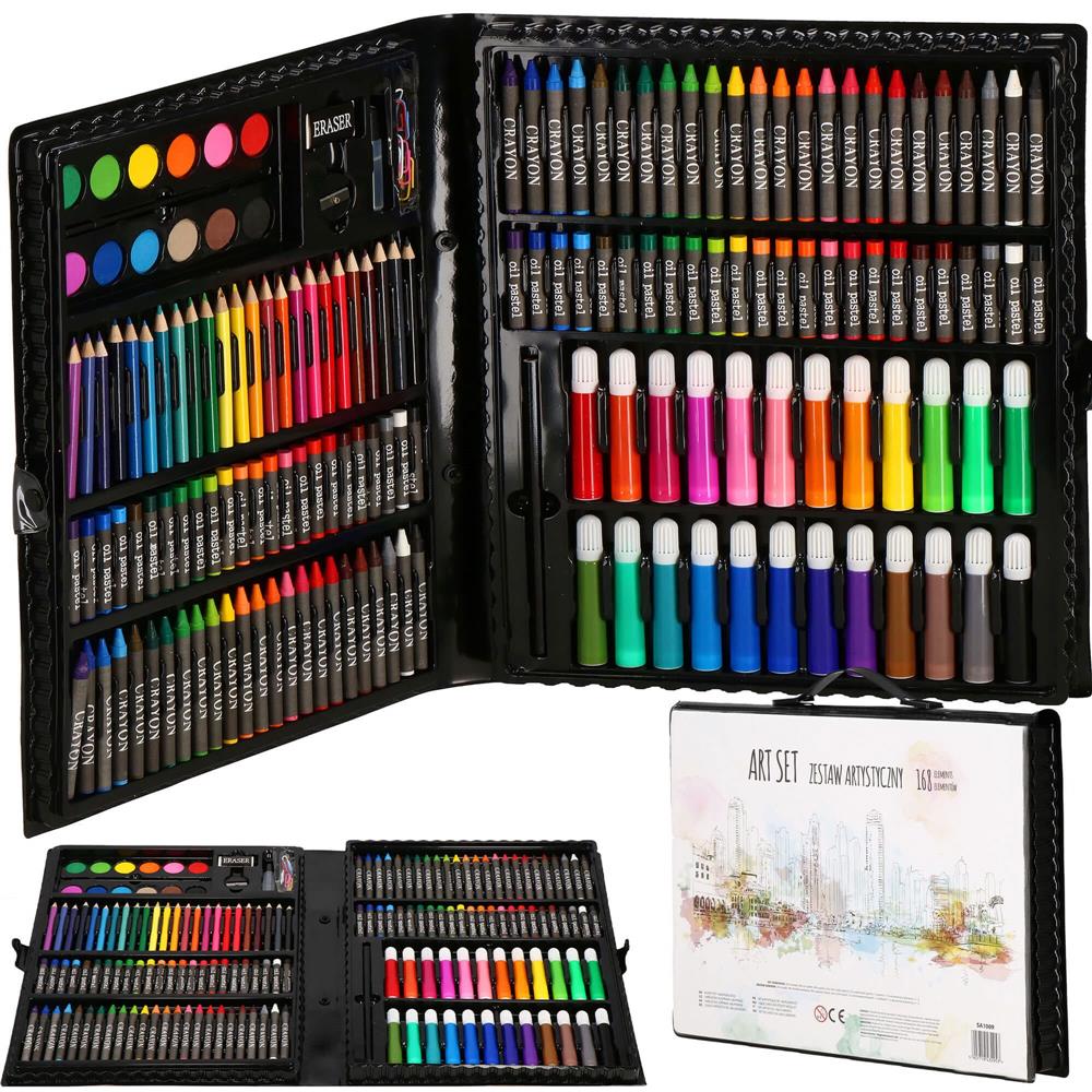 Set de pictura si desen pentru copii, 168 de piese, trusa plastic - eMAG.ro