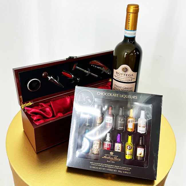 Velve highball ajándékcsomag, Bottega Pinot Grigio Doc Wine 0,75l ...