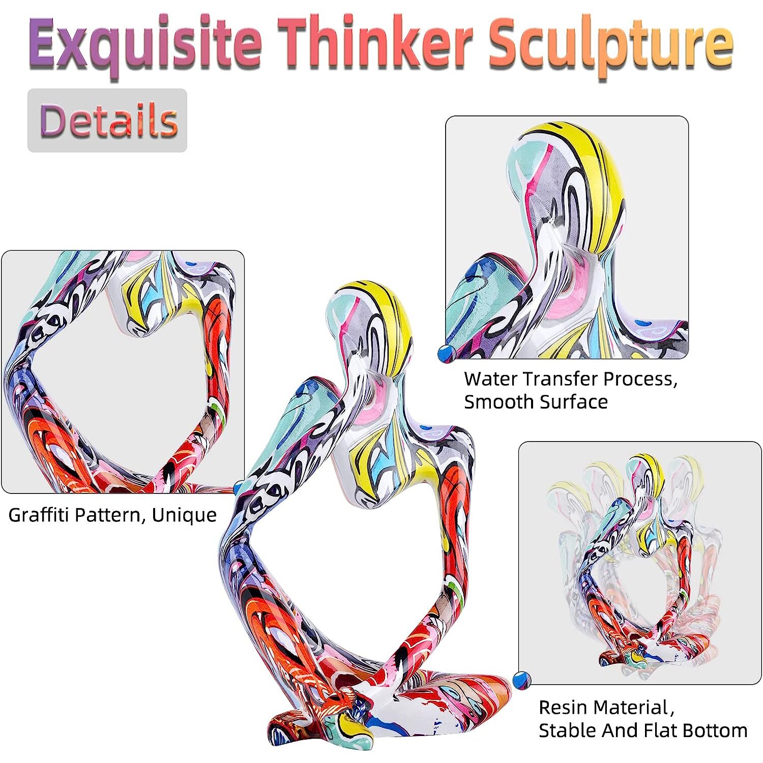 Statueta Ganditor, Bomstom, Rasina, 12 cm, Multicolor - eMAG.ro