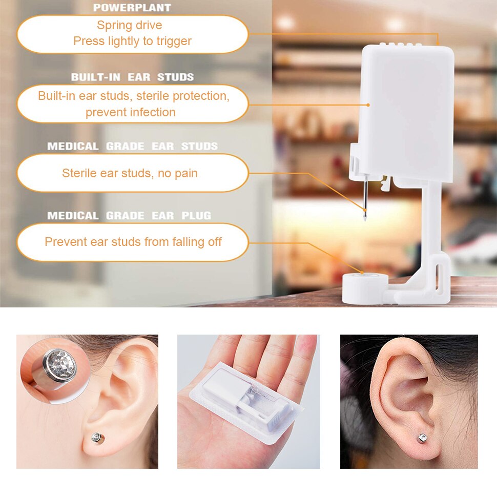 Set 2 instrumente pentru piercing urechi de unica folosinta, Bomstom ...