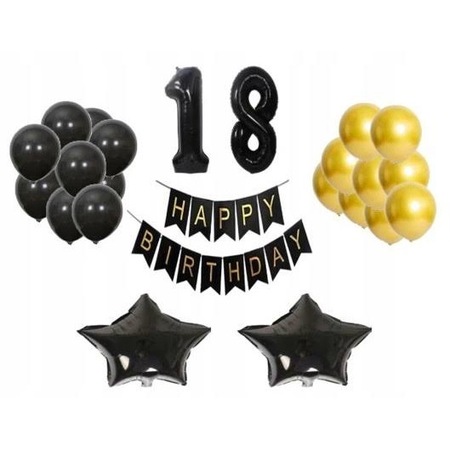 Set Decoratiuni Aniversare Majorat, 18 Ani, Calitate Premium, Negru ...