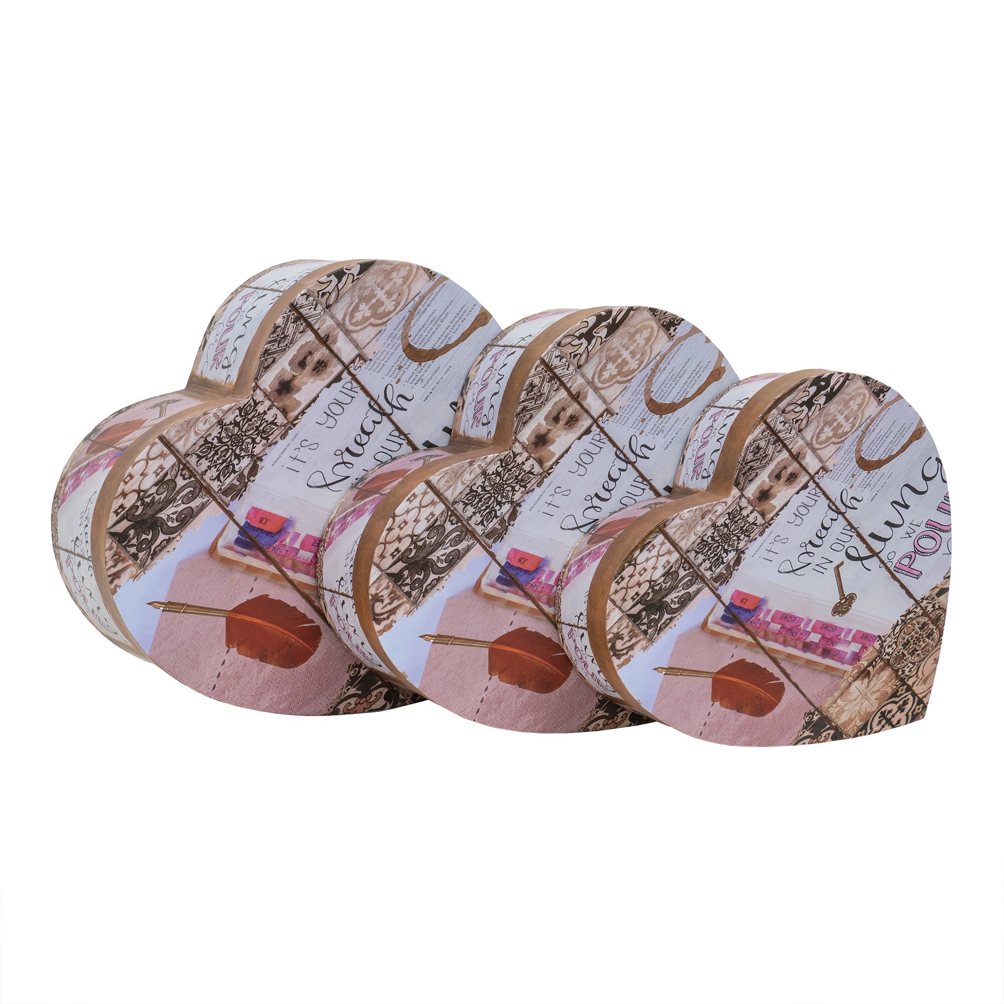 Set 3 cutii in forma de inima, cu model, B.S.P. / CD4416_P - eMAG.ro