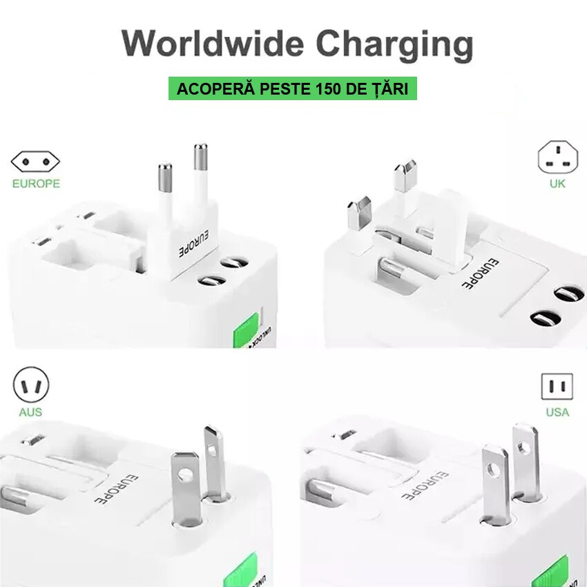 Adaptor universal priza, Linomag®, Compatibil cu EU/UK/SUA/JP/CH/AUS/TH ...