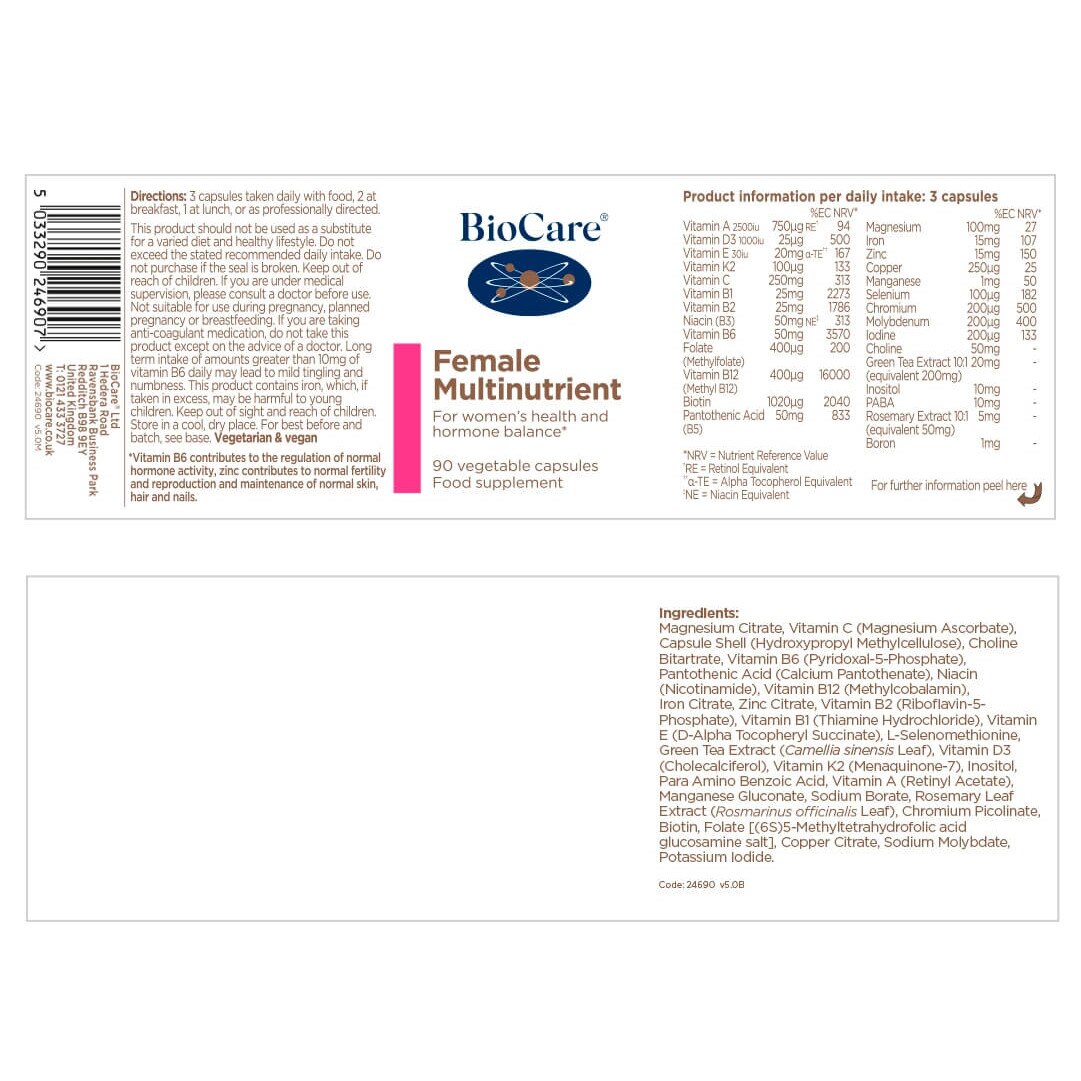 Supliment Alimentar, Female Multinutrient, 90 capsule, BioCare UK - eMAG.ro