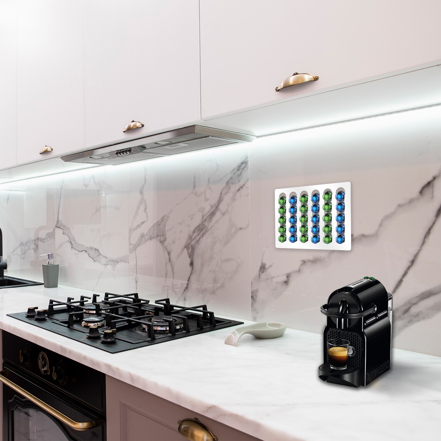 Поставка за кафе Nespresso, капсула за чай, бял плексиглас, 36х26 см ...