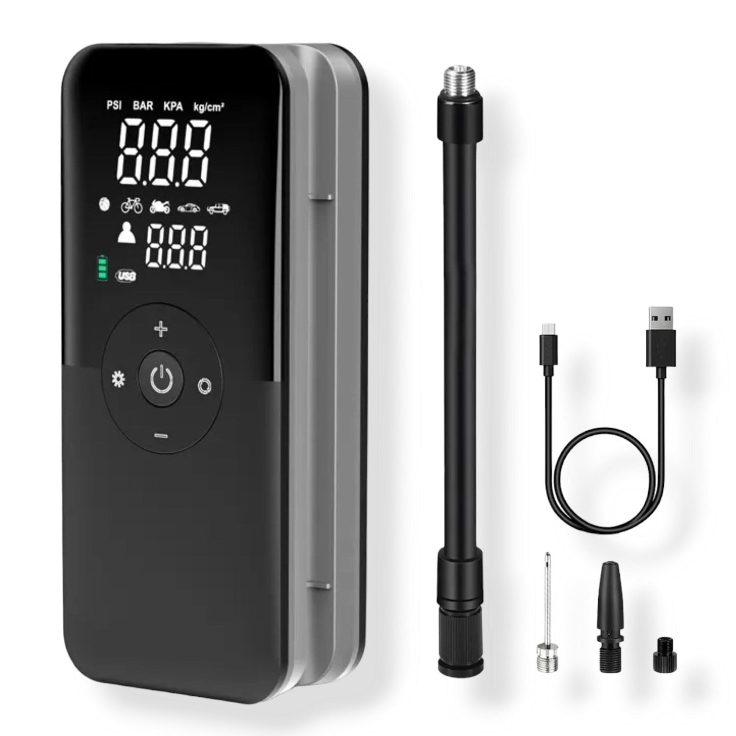 Compresor auto digital portabil, Pompa de umflat roti fara fir, Afisaj ...