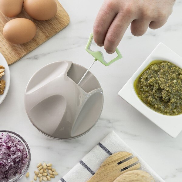 Tocator manual pentru legume, Mini-Chopper, cu snur, 3 cutite - eMAG.ro