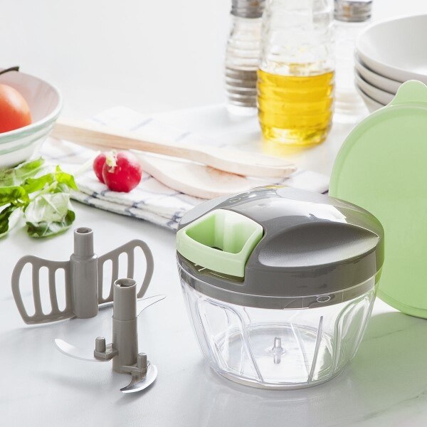 Tocator manual pentru legume, Mini-Chopper, cu snur, 3 cutite - eMAG.ro