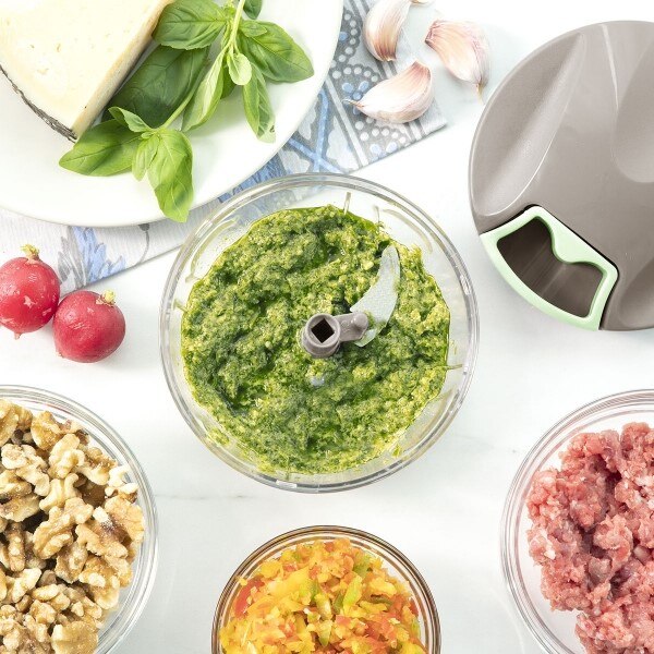 Tocator manual pentru legume, Mini-Chopper, cu snur, 3 cutite - eMAG.ro